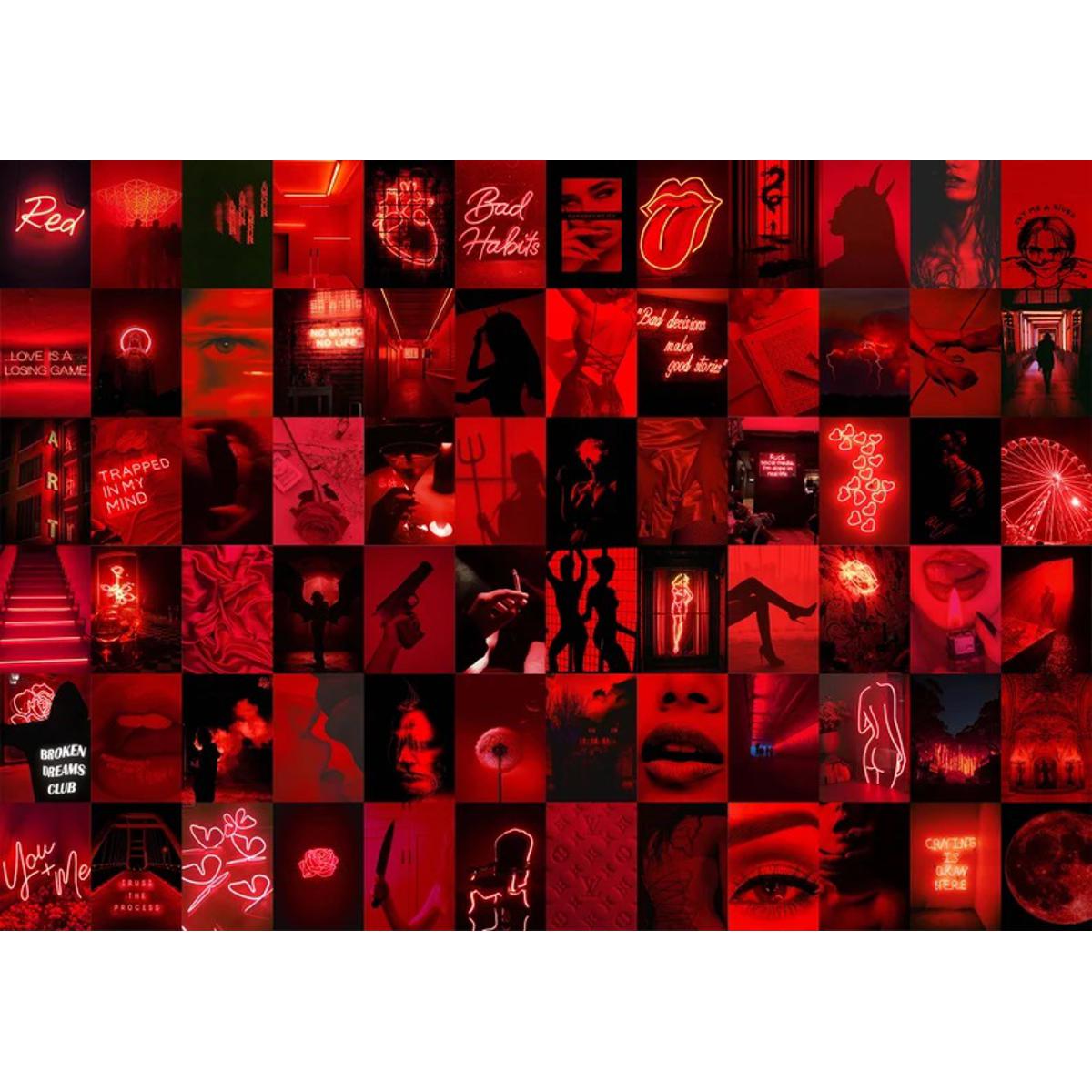 Red Wall Collage Kit, Red Aesthetic Collage Kit, Aesthetic Wall Collage ...