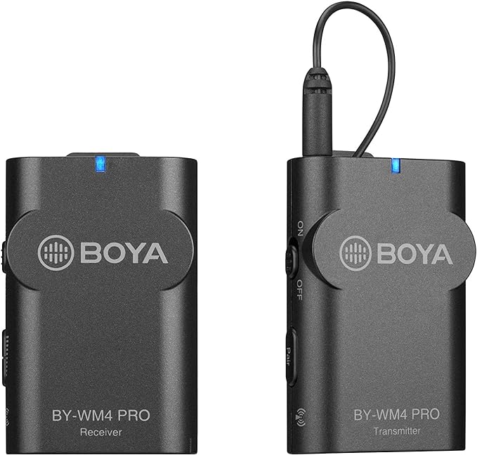 BOYA BY-WM4 PRO K1 TX+RX Compact 2.4 GHz Wireless Lavalier Microphones ...