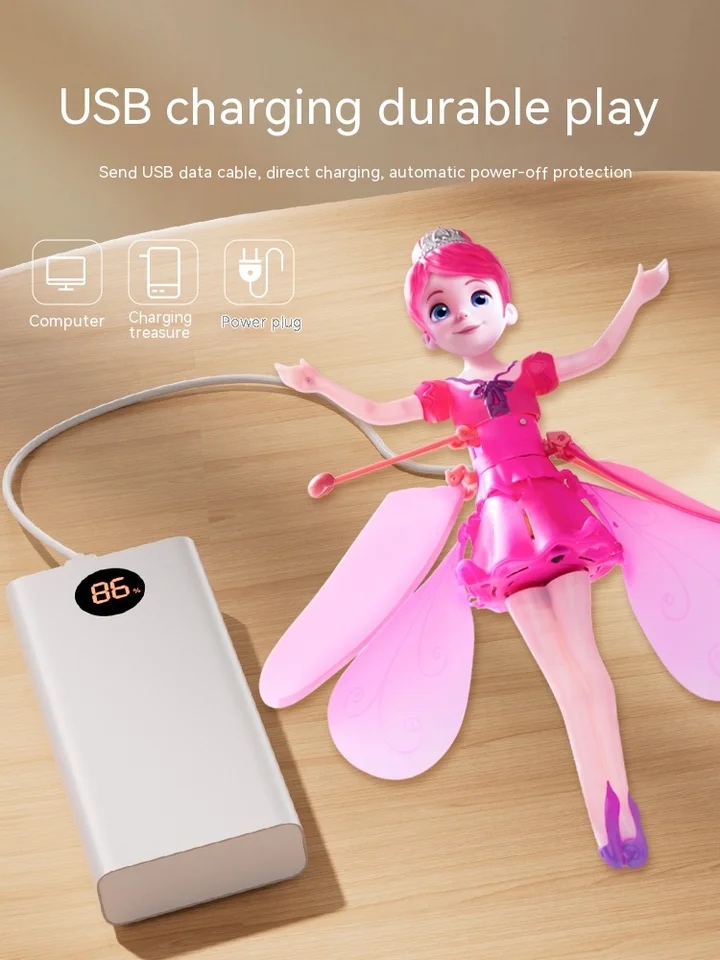 little Girls Fairy Princess Doll Hand Sensor Flying Aerocraft Kids Toy ...