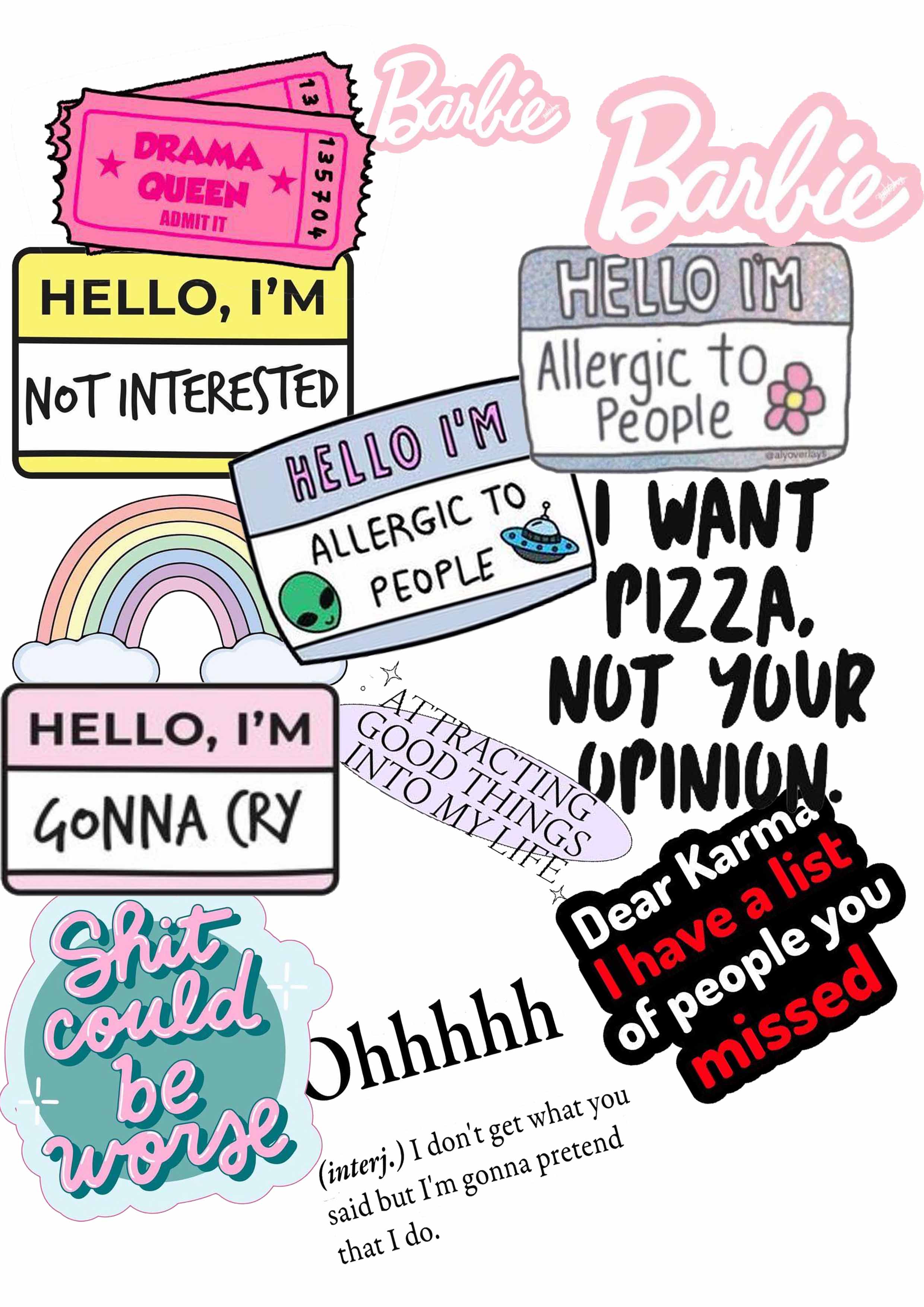 14 pcs pink style girl stickers for mobile back cover - Stickers for ...