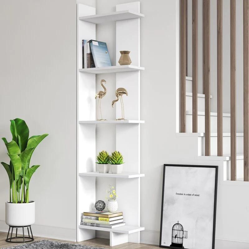 Hommey 5-Shelf Modern Display Corner Unit Bookcase Bookshelf Shelving ...