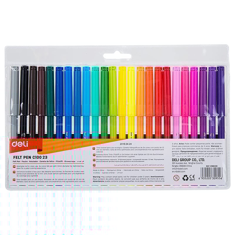 Deli COLORING MARKER FELT TIP PEN 24 COLOR SET- Deli Color Felt Pen 24 ...
