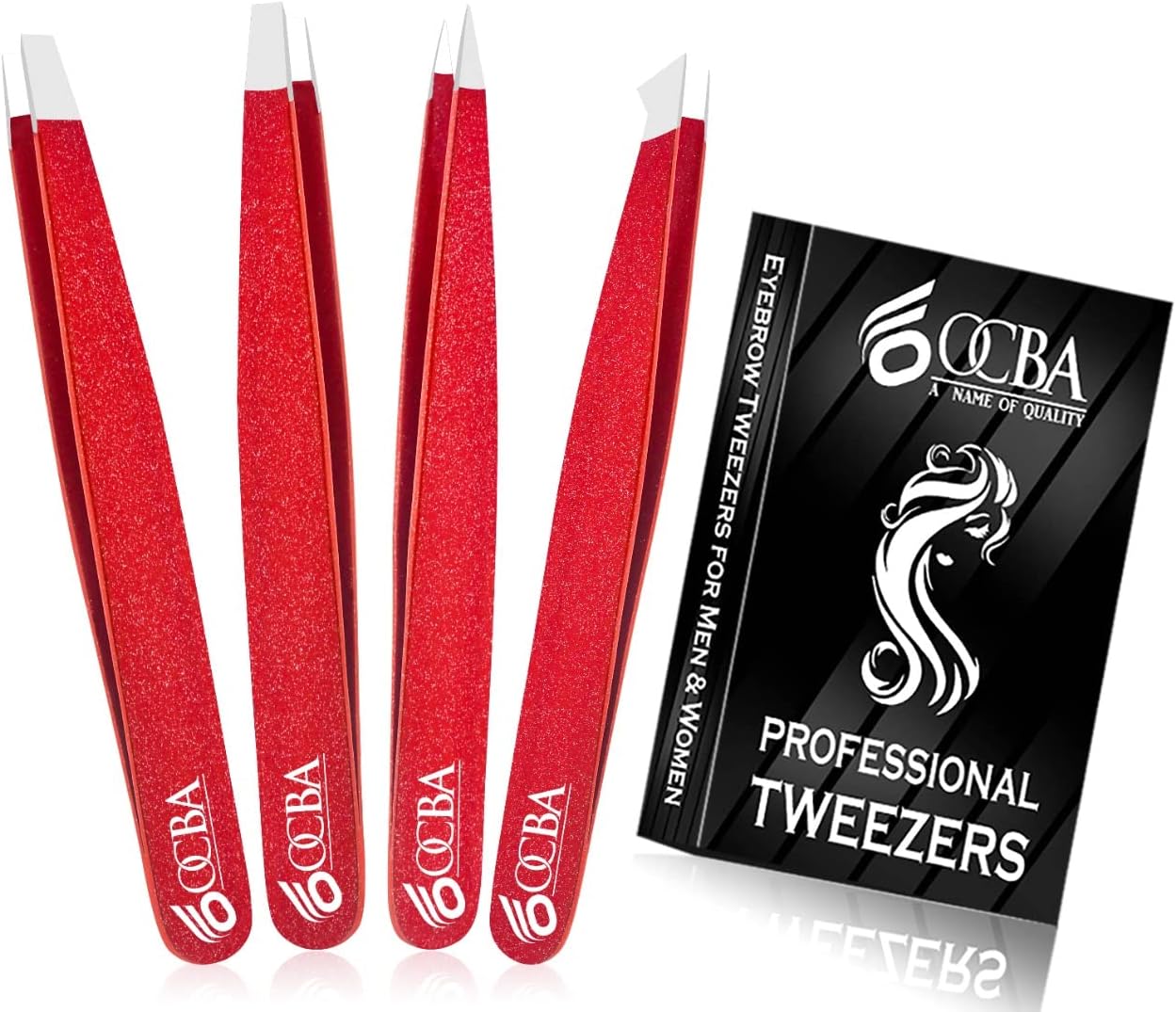 4 Pcs Red Tweezers for Facial Hair Women & Men for Precise Grooming of ...