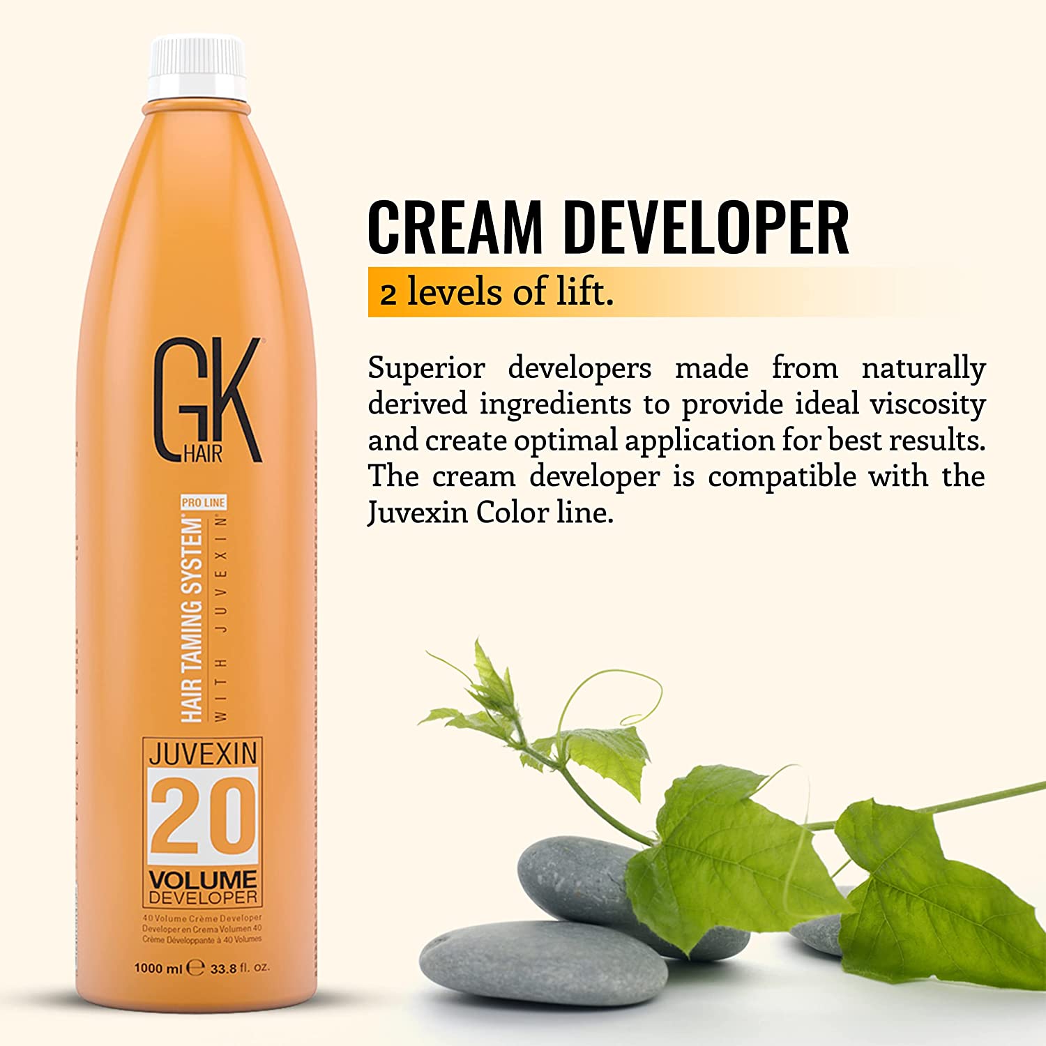 GK Hair Global Keratin Professional Creme 20 Volume Developer 33.8 Fl Oz for Coloring Bleach ...