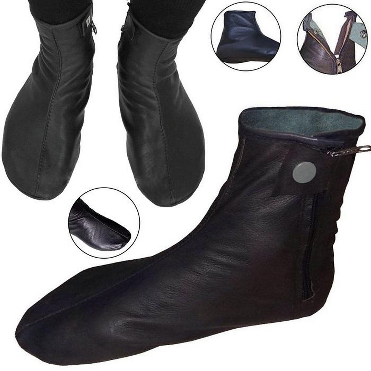 Halal Cow Leather Socks Mozay For Hajj & Umrah Slipper With Zip and ...
