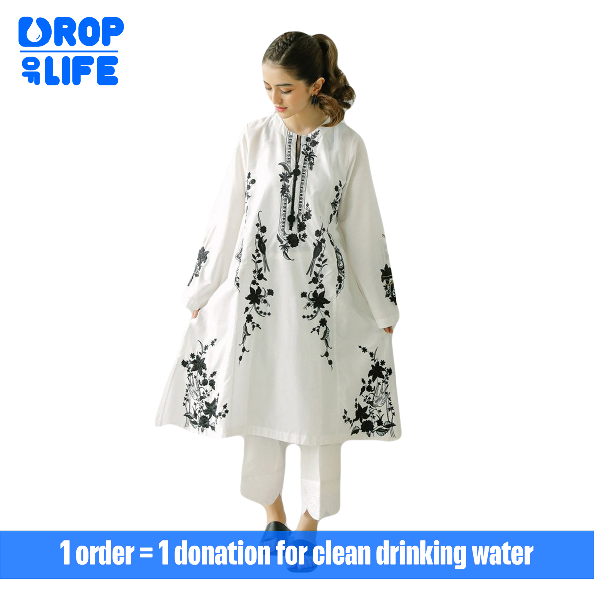 Linen Embroidered frock ready to wear for Girls/Women | Daraz.pk