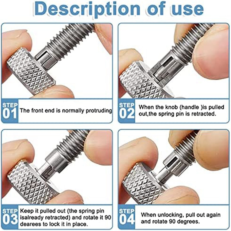 4 PCS Hand Retractable Spring Plunger Lock Out M6 Type with Knurled ...