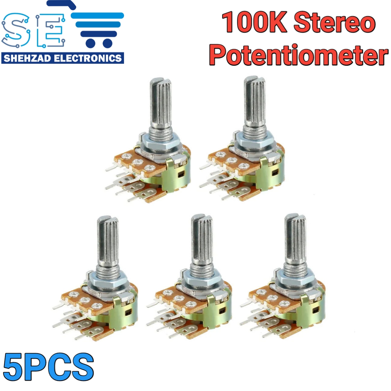 5/10PCS 50K 100K Ohm Variable Resistors Dual Rotary Potentiometer 6 Pin ...