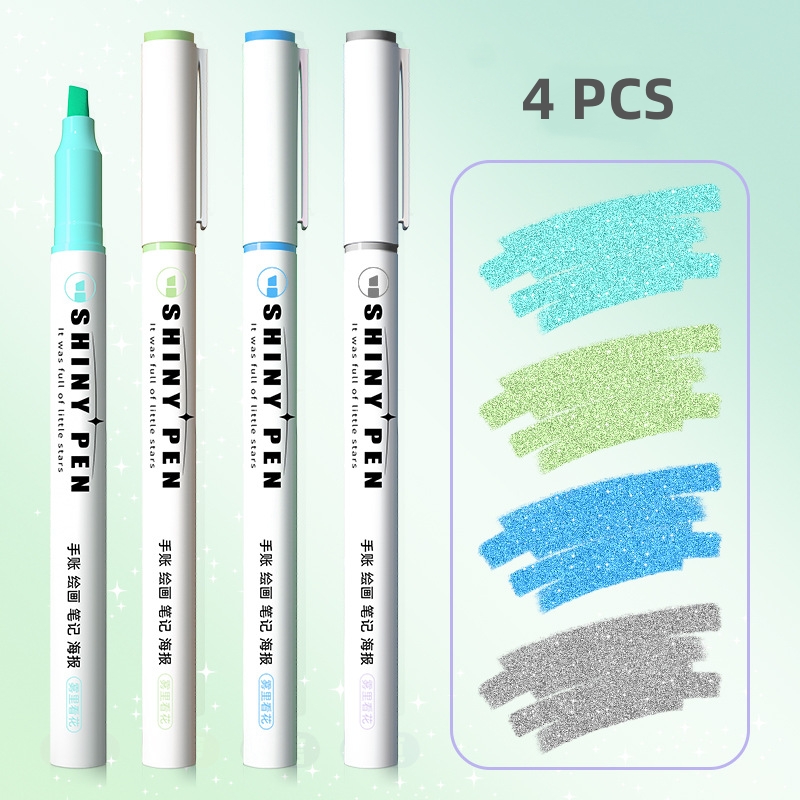 RHS Online 4PCS Shiny Pen Glitter Highlighters Planner Journaling ...
