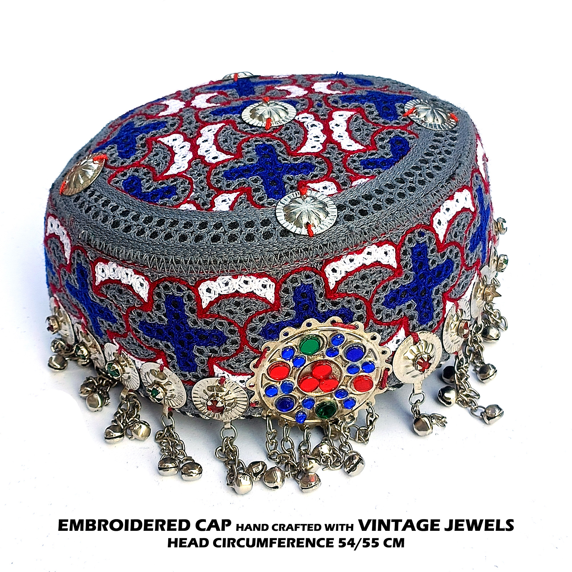 Afghan Turkish Pakistani Traditional Wear Embroidered Cap Topi with ...