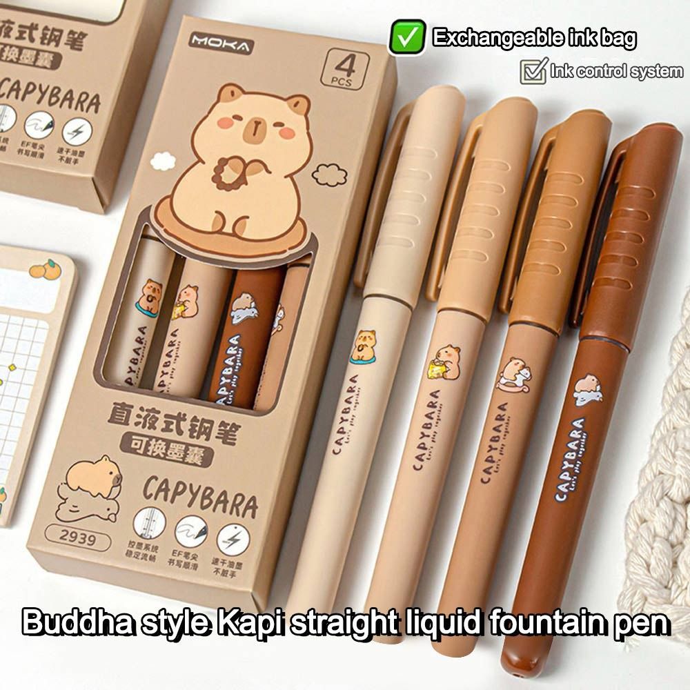 4Pcs Cute EF Tip Capibara Fountain Pen Replacable Ink Quick-drying ...