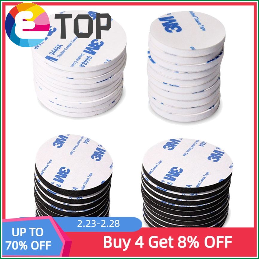 【ETOP】3M Super Strong Double Sided Self-Adhesive Tape Black White EVA Foam Pad Two Sides ...