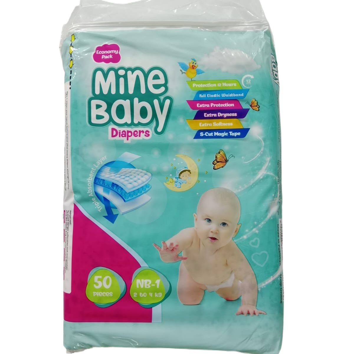 Mine Baby Diaper NB Size 50 Pieces Of Packet Cotton Sheet Diaper | Daraz.pk