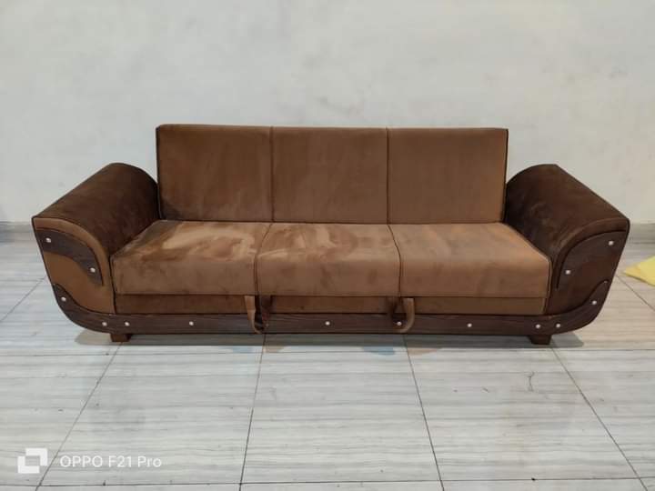 Sofa Combed With Storage 3 Seater Pepsi Brown Valvet & Custumize ...