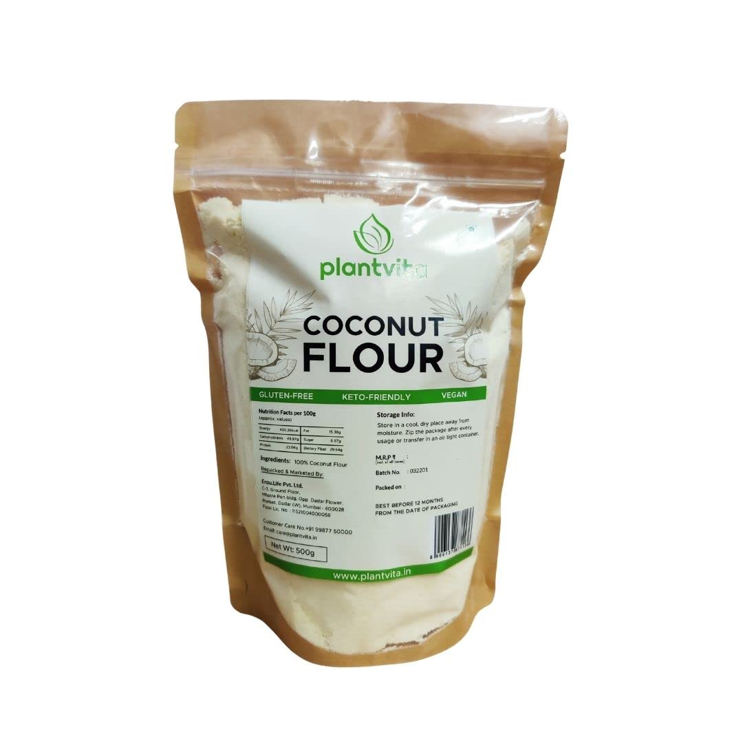 Coconut Flour 500g (100% Natural, Gluten-Free, Keto-Friendly) with High ...