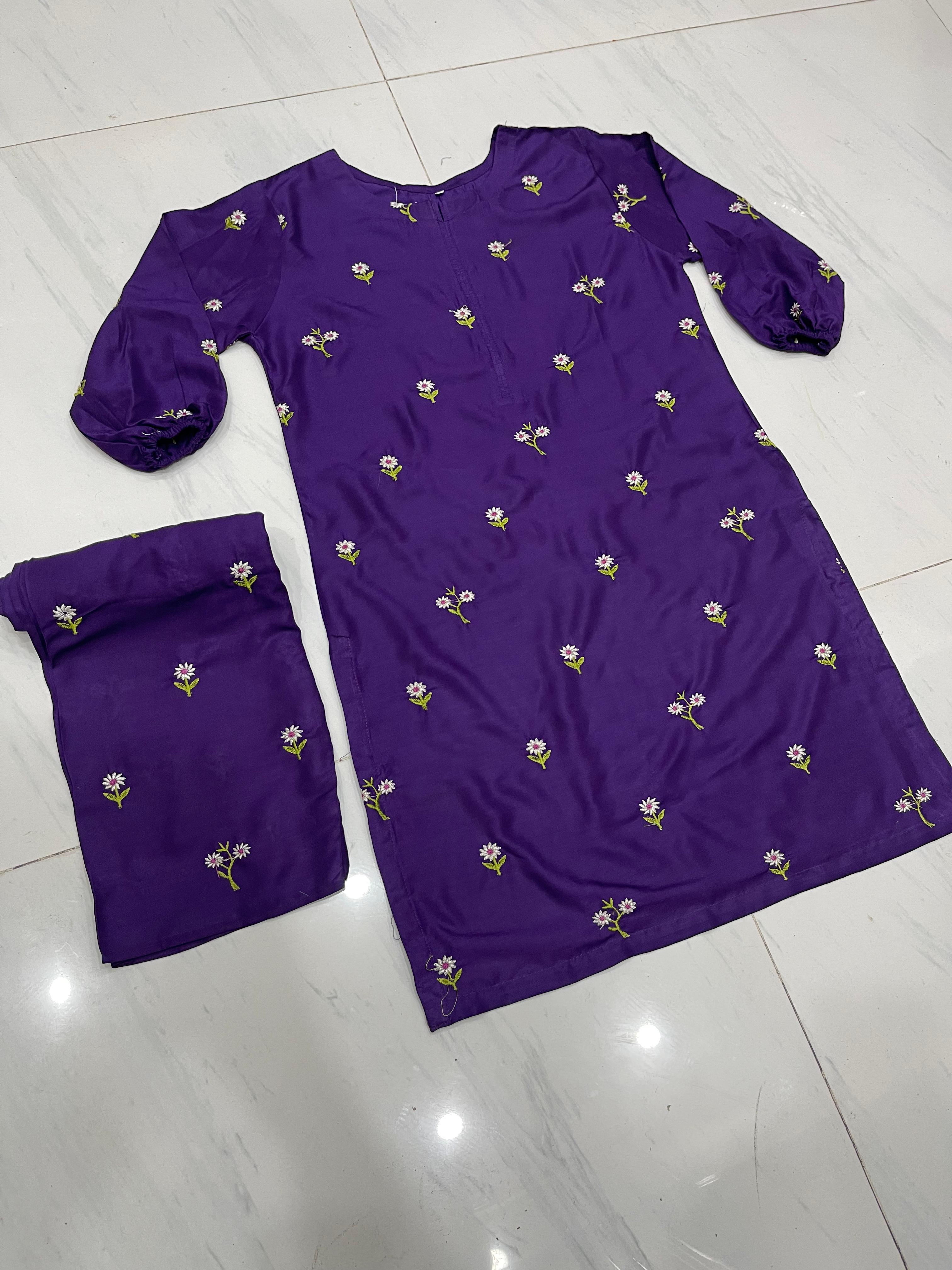 Stylish Collection Stitched Dress for Girls 2 PC Matching Separate ...