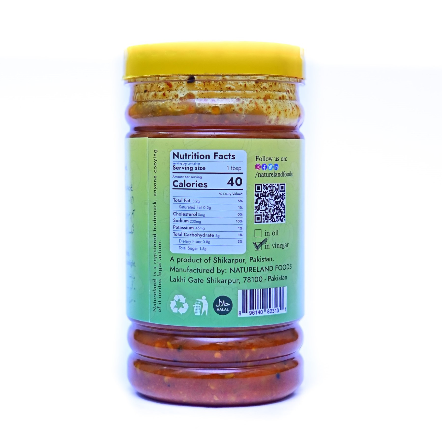 Natureland Shikarpuri Mango Pickle in Vinegar 1KG - Aam ka Achar Sirka ...