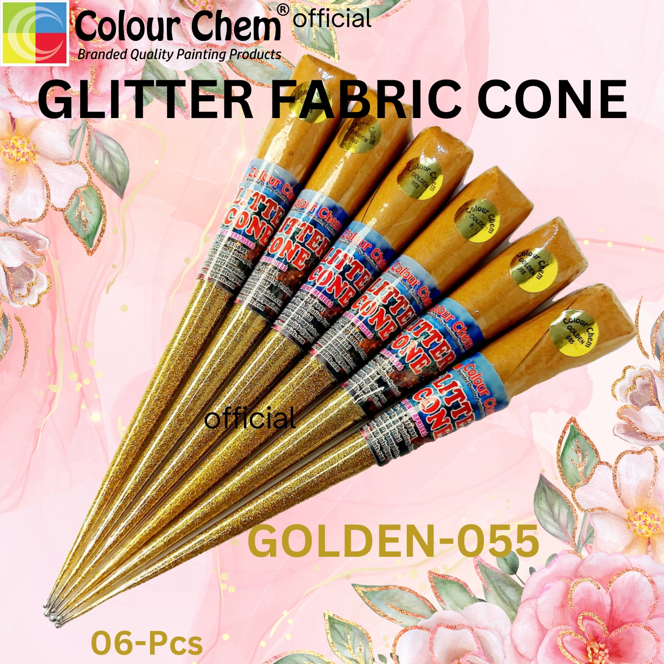 Colour Chem Official 06-Pcs Sparkle Glitter Cone Outliner – Perfect for Silk, Organza, Fabric ...