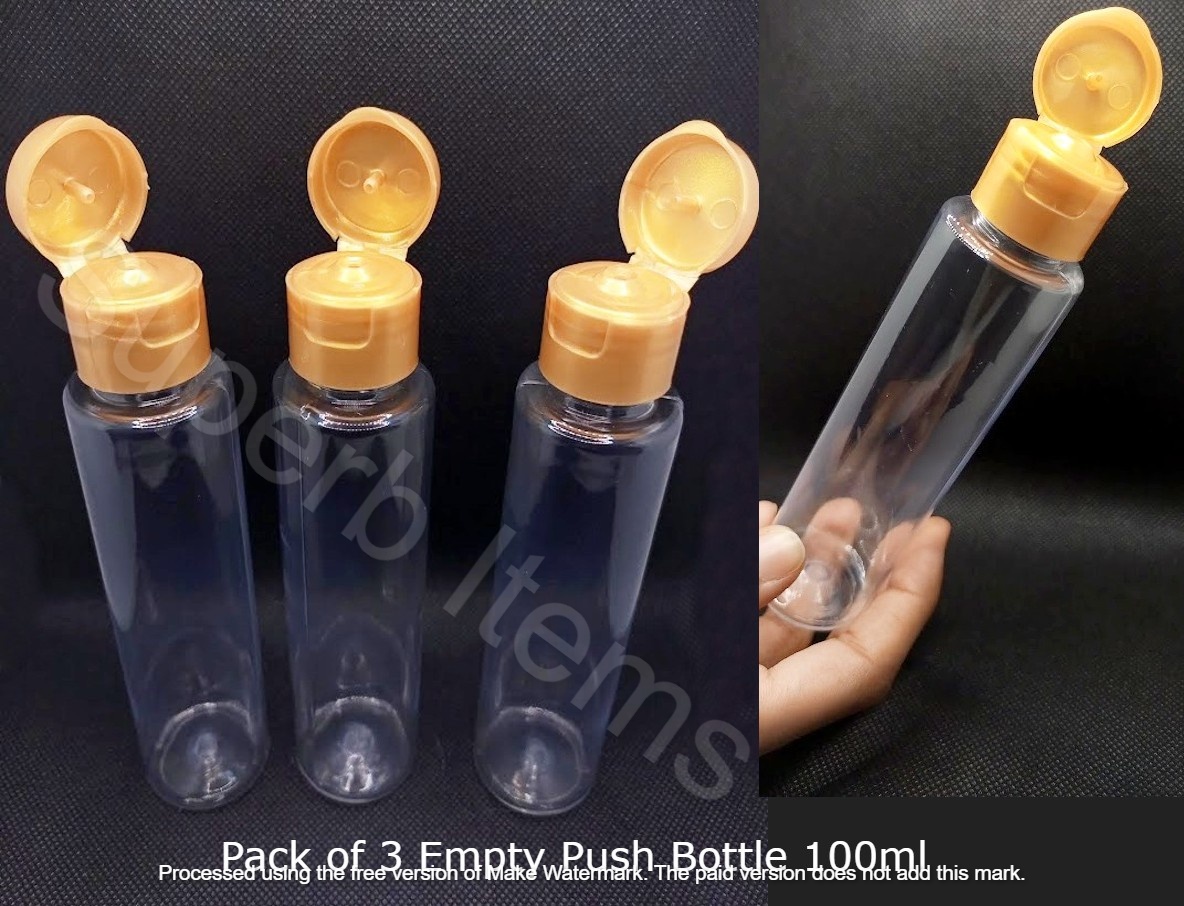 Hair Oil Bottles 100ml Transparent Bottle with Golden Cap/ Travel ...