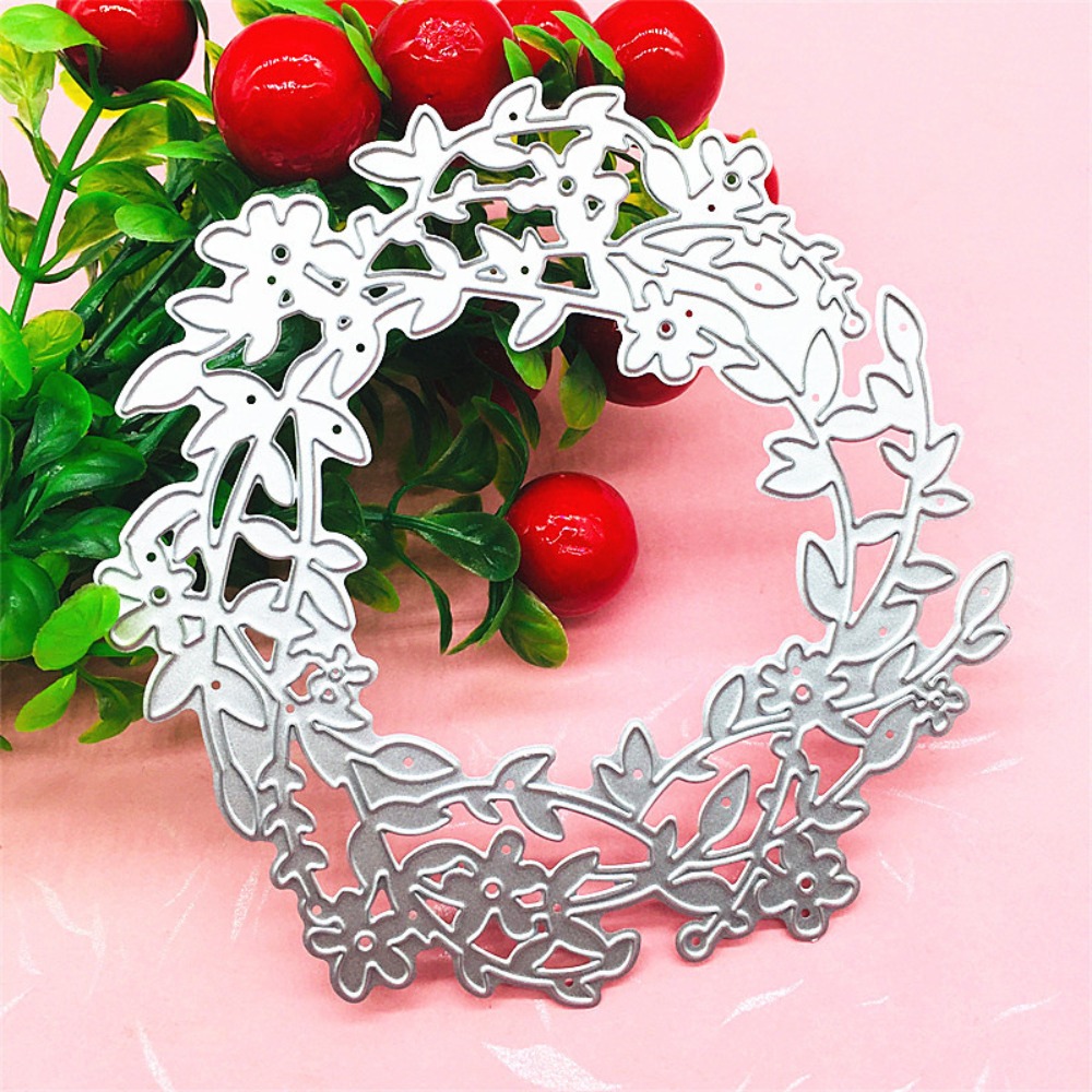1set Sliver Flower Wreath Metal Die Cuts Smooth Edges and Surfaces ...