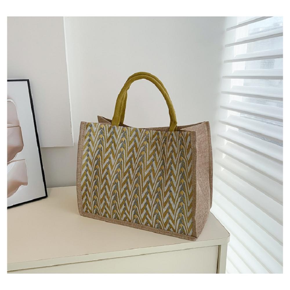 Flower Print Burlap Tote Bags Women Linen Tote Shopper Purses Summer ...