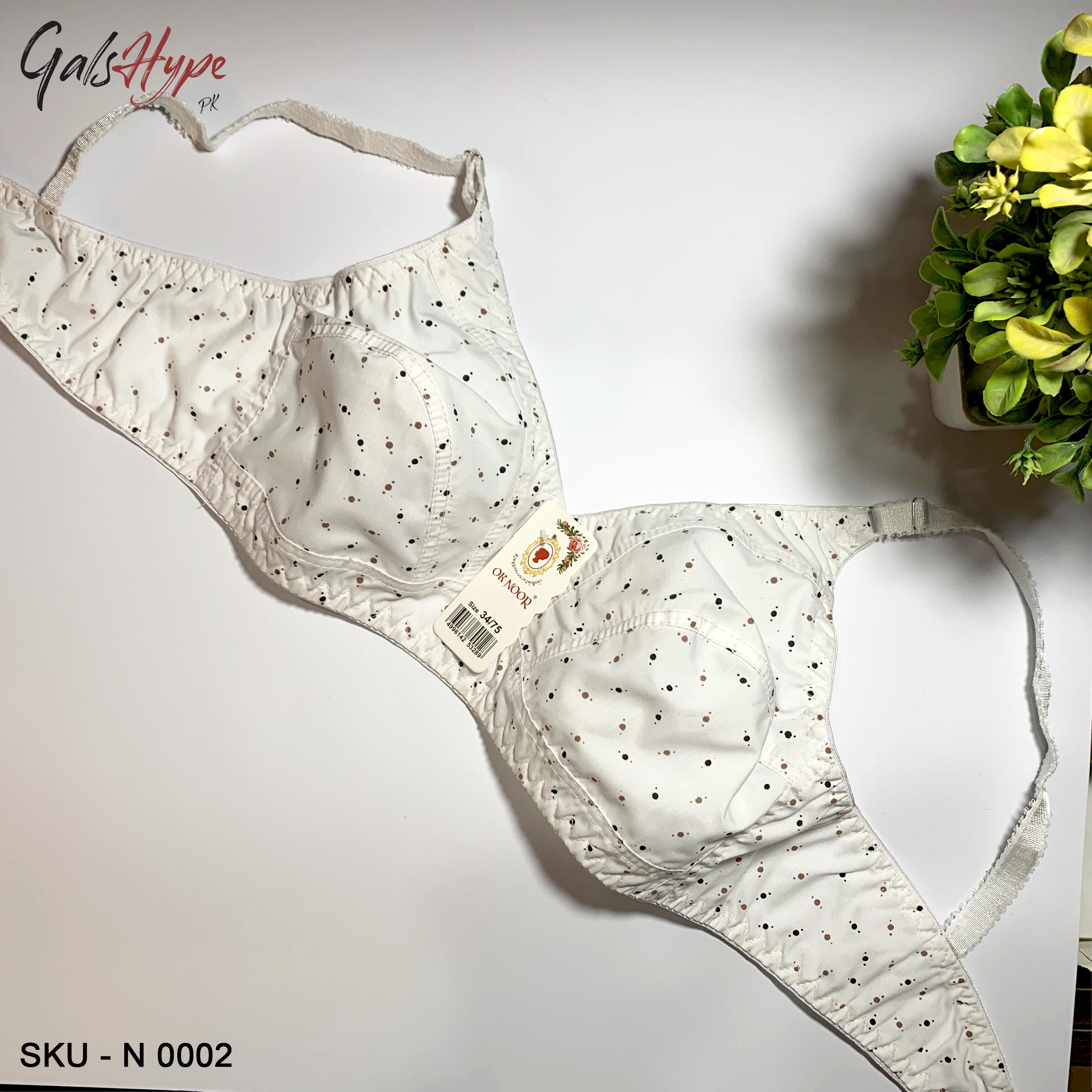 Cotton White Bra with Blue and Broen dots | Daraz.pk