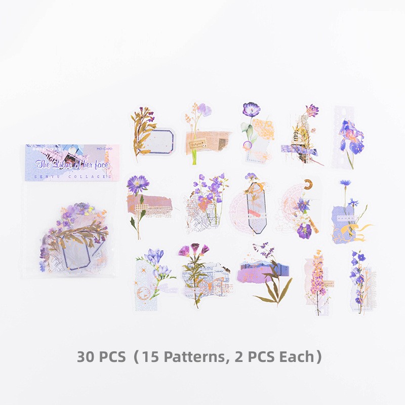 Panda Online 30PCS Senyu Collage Poem Series Gilding Flower PET ...