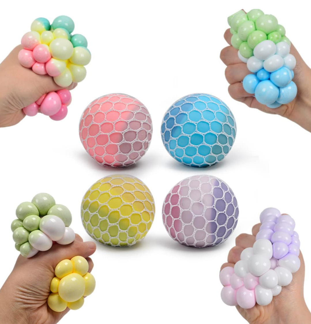 Colour Changeable Grape Mesh Squish Ball.Slime And Squishy Toy. Stress ...