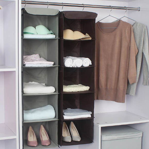 5 Layers Wardrobe Hanging Storage Bag Clothes Portable Closet Organizer ...