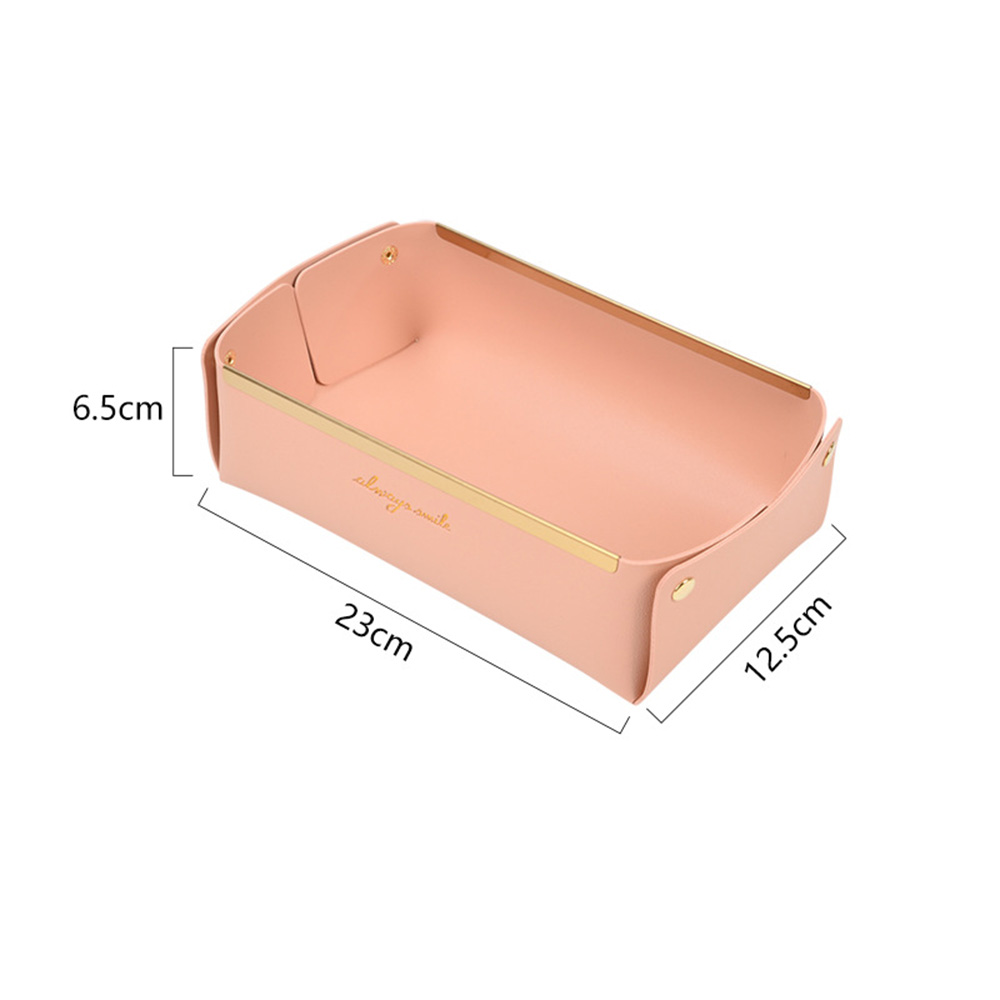 Rectangular Folding Leather Desktop Storage Boxes With Metal Trim Home ...