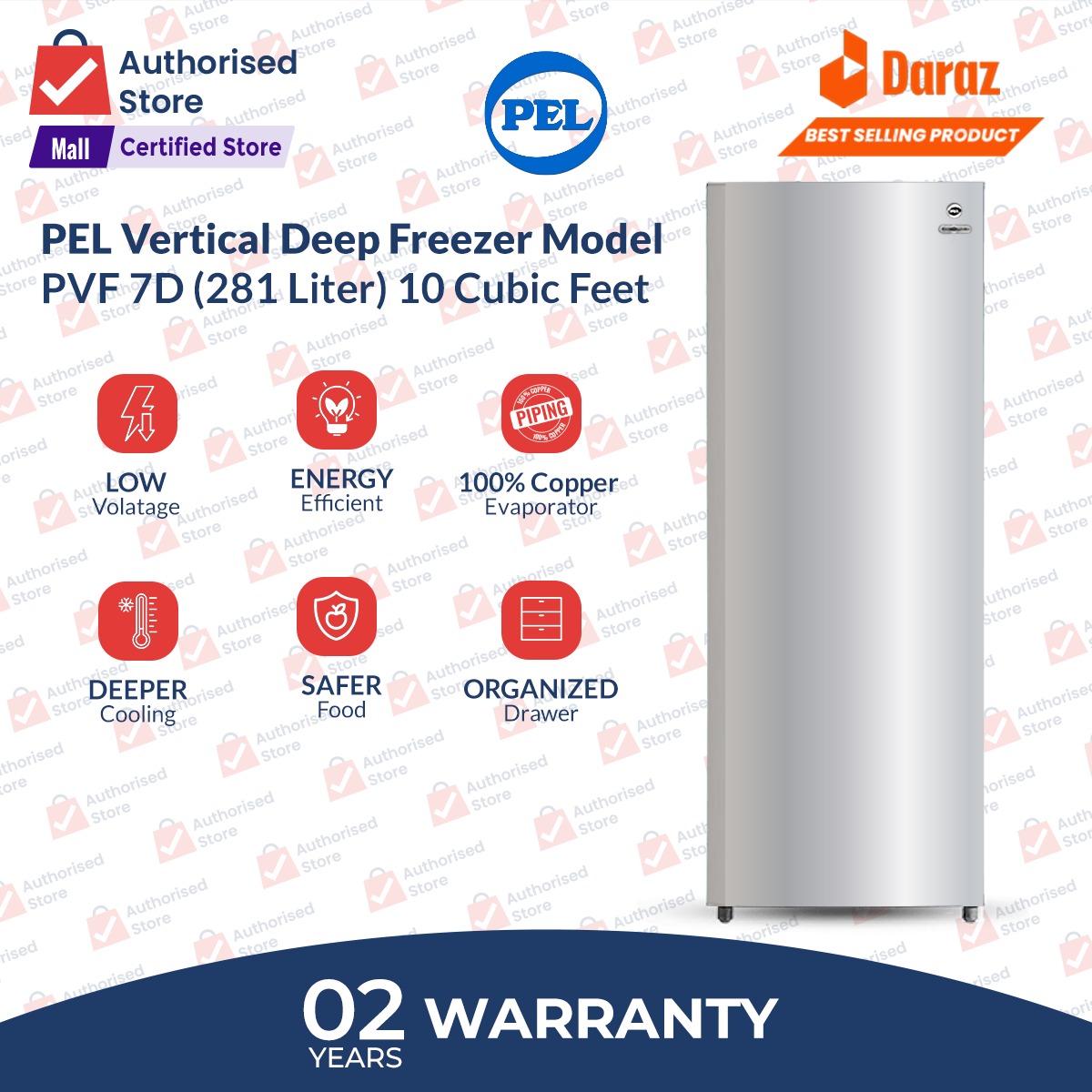 PEL Vertical Deep Freezer | Model PVF – 7D (281 Liters) | 10 Cubic Feet ...