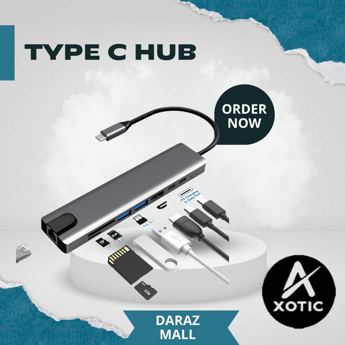 AXOTIC USB C Hub 8 in 1 Type C Hub with 4K HDMI Port, Ethernet 1000Mbps ...