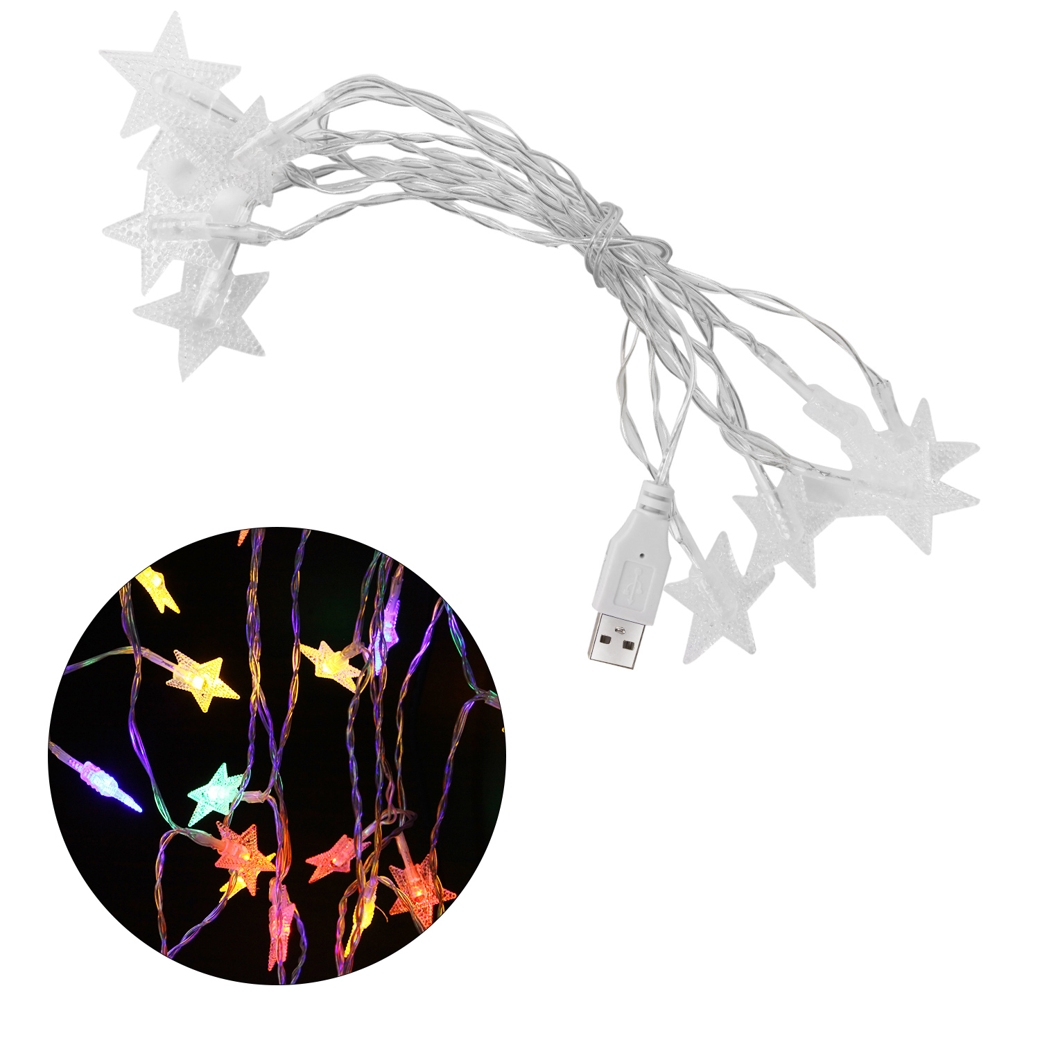 1.5/6M LED Five-pointed Star Gypsophila Night Light String Twinkle ...
