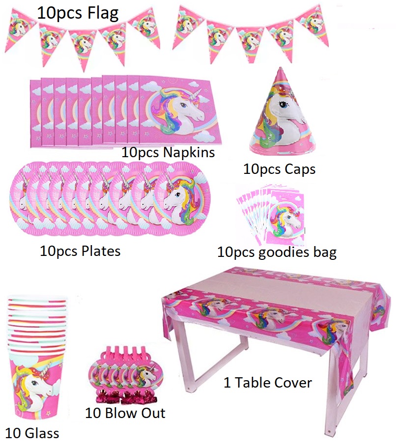 Pink & Purple Unicorn Birthday Theme Birthday Accessories Birthday ...