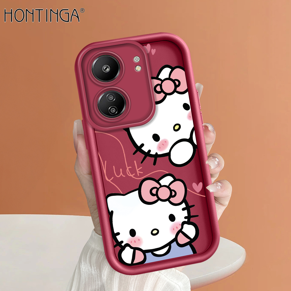 Hontinga for Redmi 13C Xiaomi Poco C65 Back Cover Cute Shy Hello Kitty ...