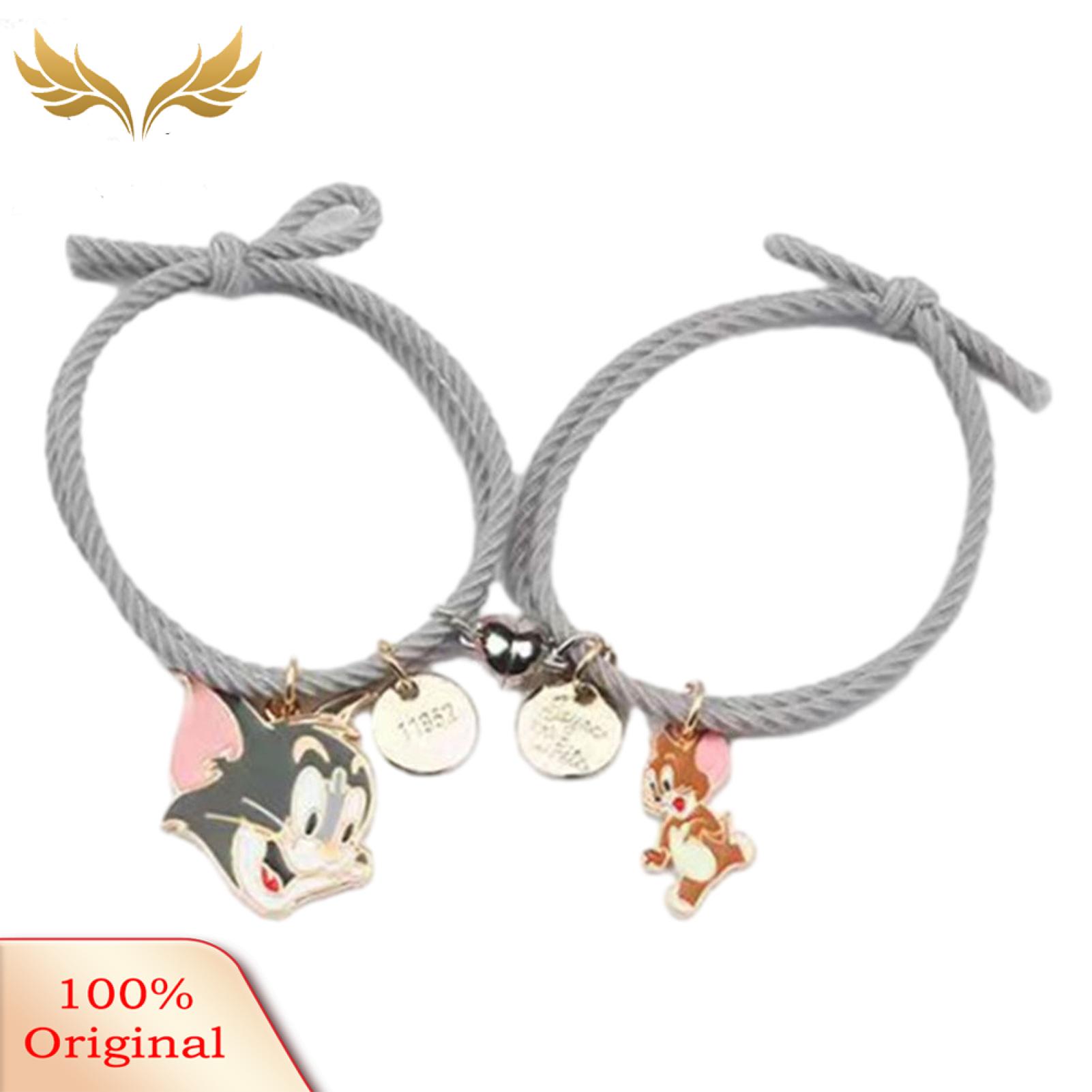 Super Romantic 2pcs/pair Magnet Couple Bracelet Lovers Cute Cartoon ...