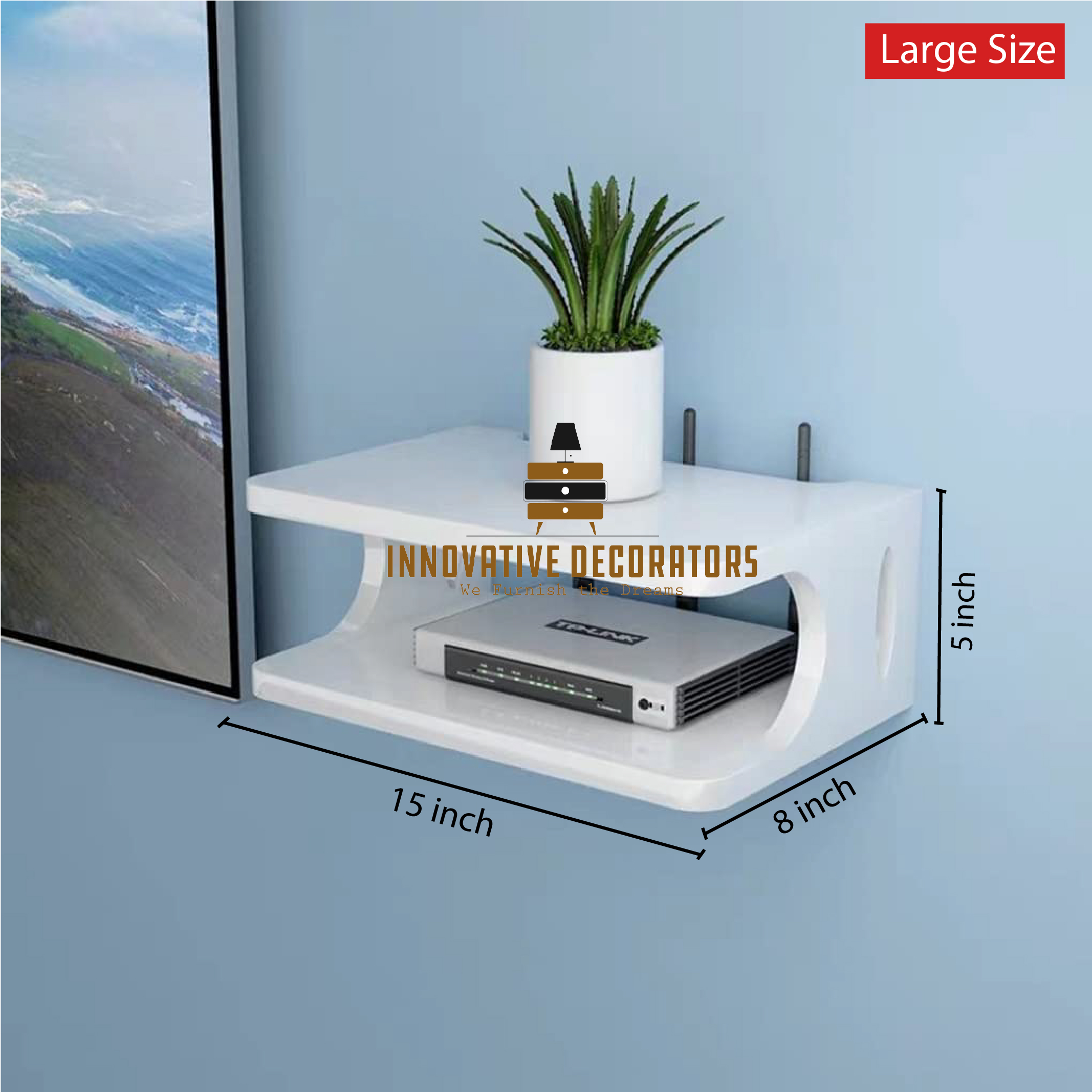 2 Layers Wall Mounted Shelf For Wifi Router, Phone, Decorative Items ...