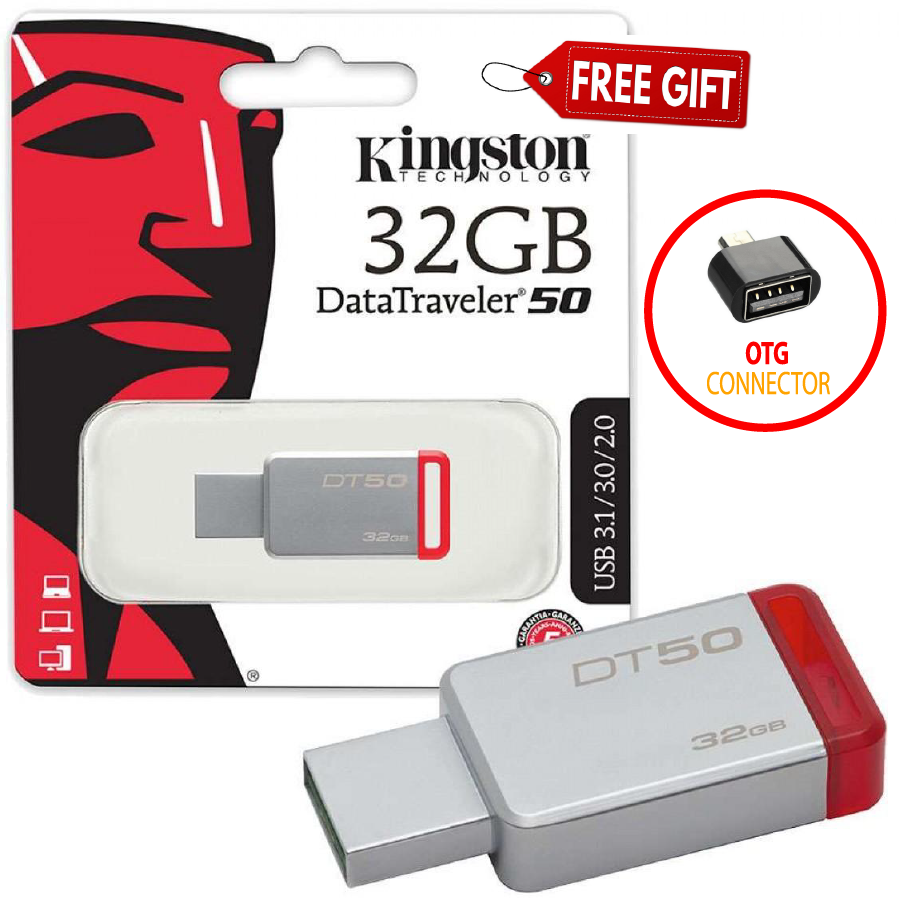 Kingston 16/32/64/128 GB Data Traveler DT50 High Speed 3.1 Flash Memory Stick USB Drive + FREE ...