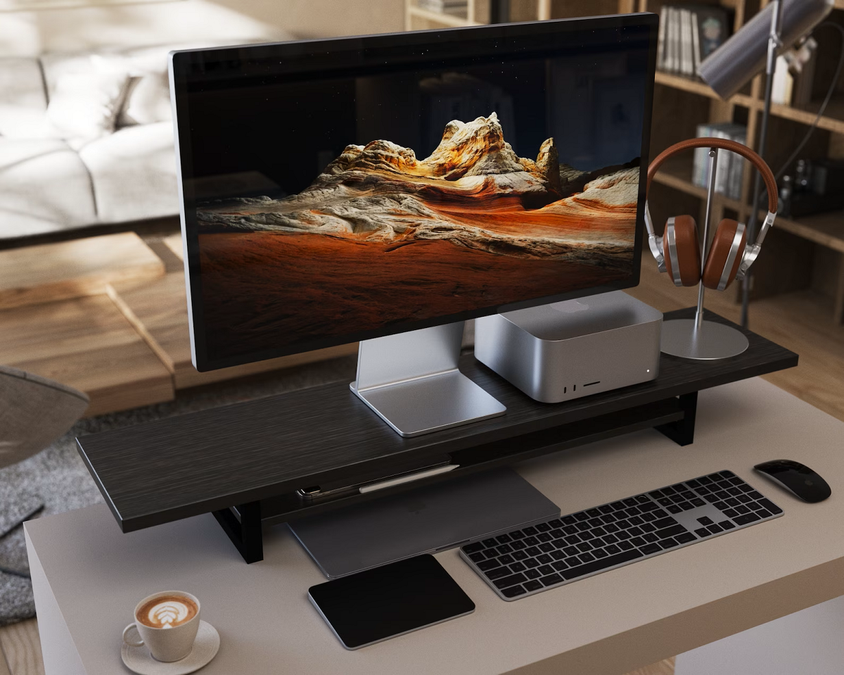 LED Stylish Dual Monitor stand with Desk Shelf to keep your things ...