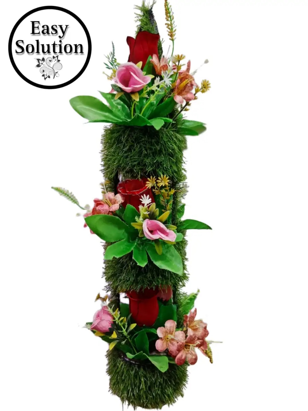 Wall Hanging Grass Textured Pot with Flowers | Daraz.pk