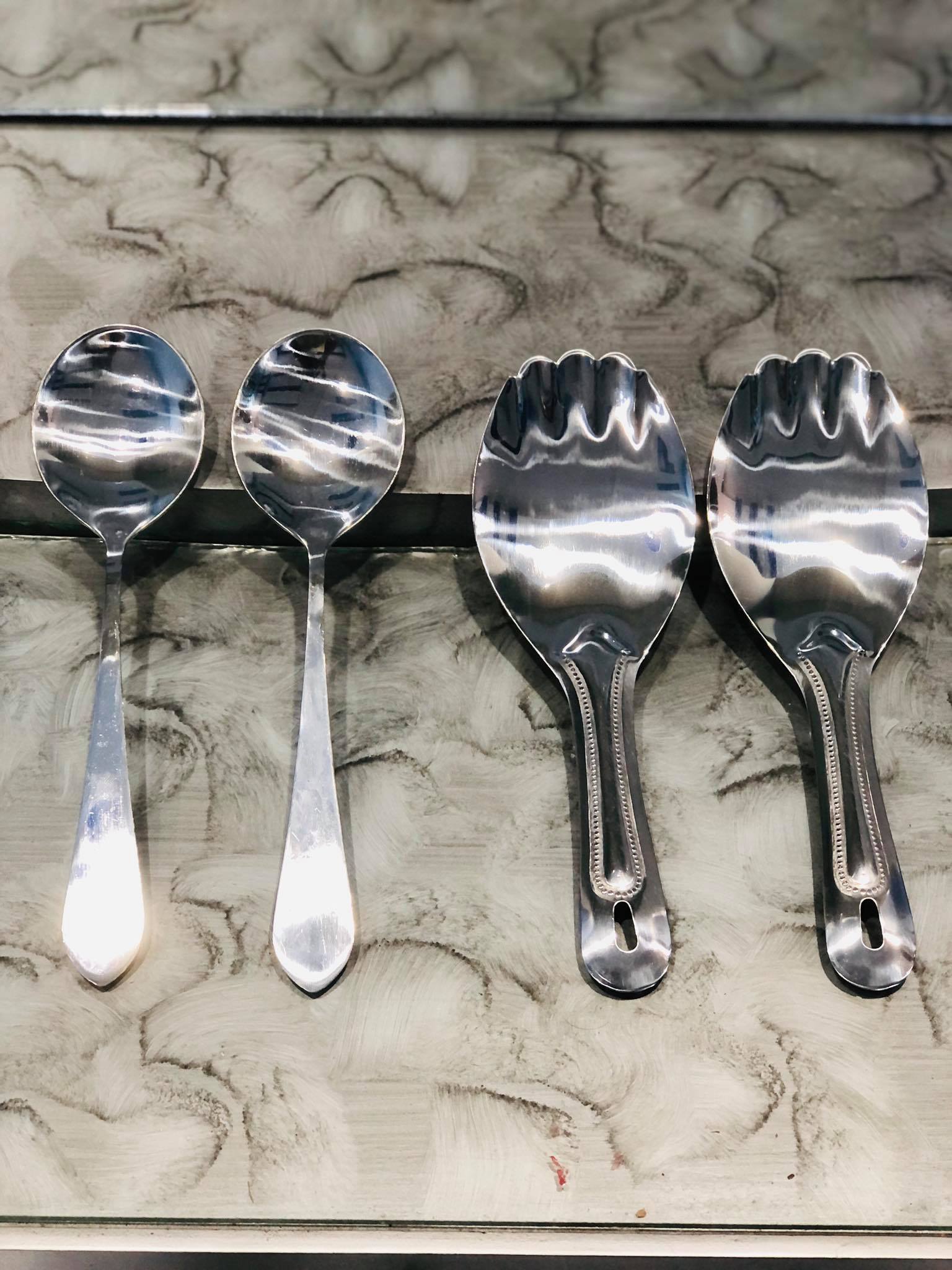 Spoons / Rice & Curry Spoons / Set of 4 Dish & Donga Serving Spoons (2 ...