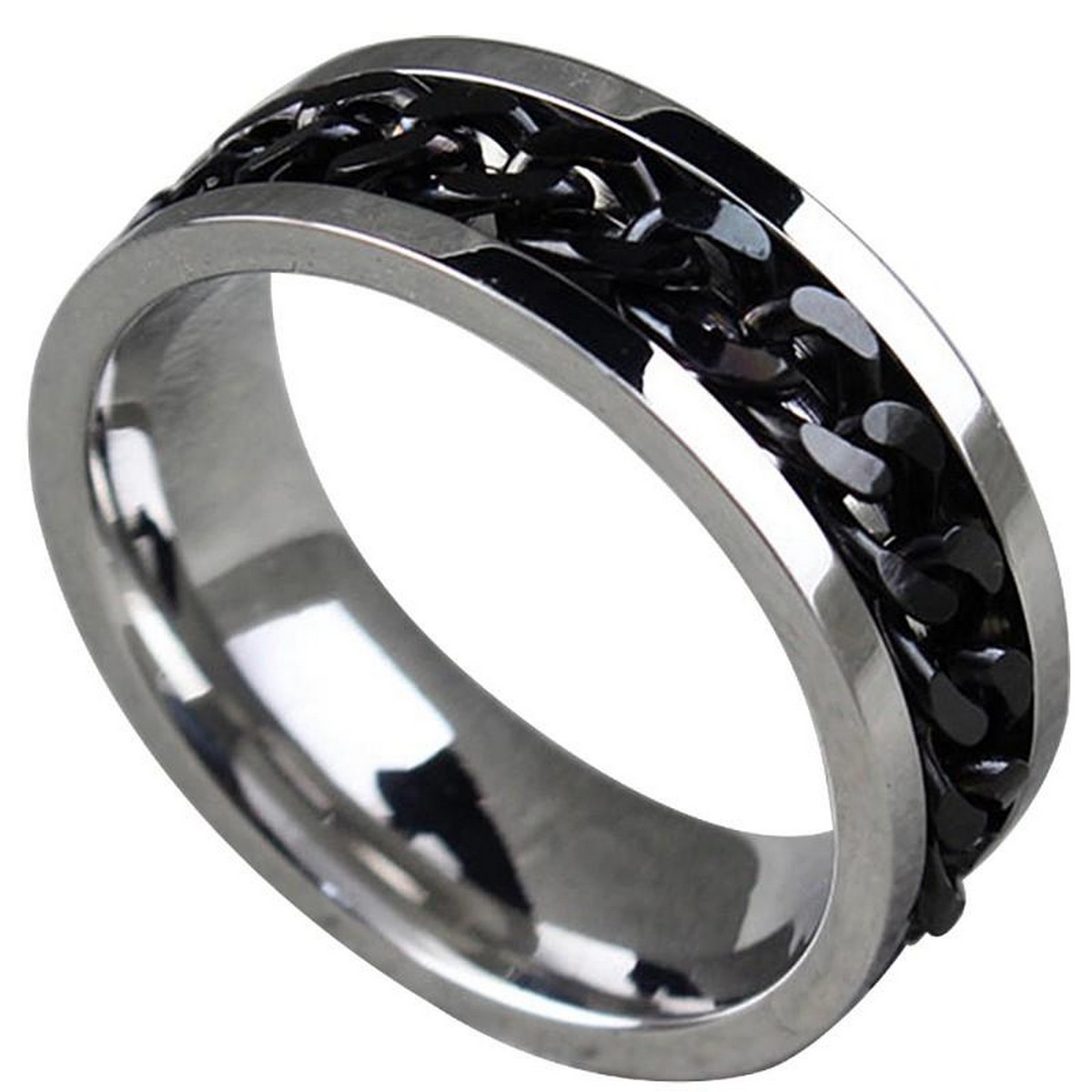 Silver Stainless Steel Spinner Chain Ring For Men and Boys | Daraz.pk