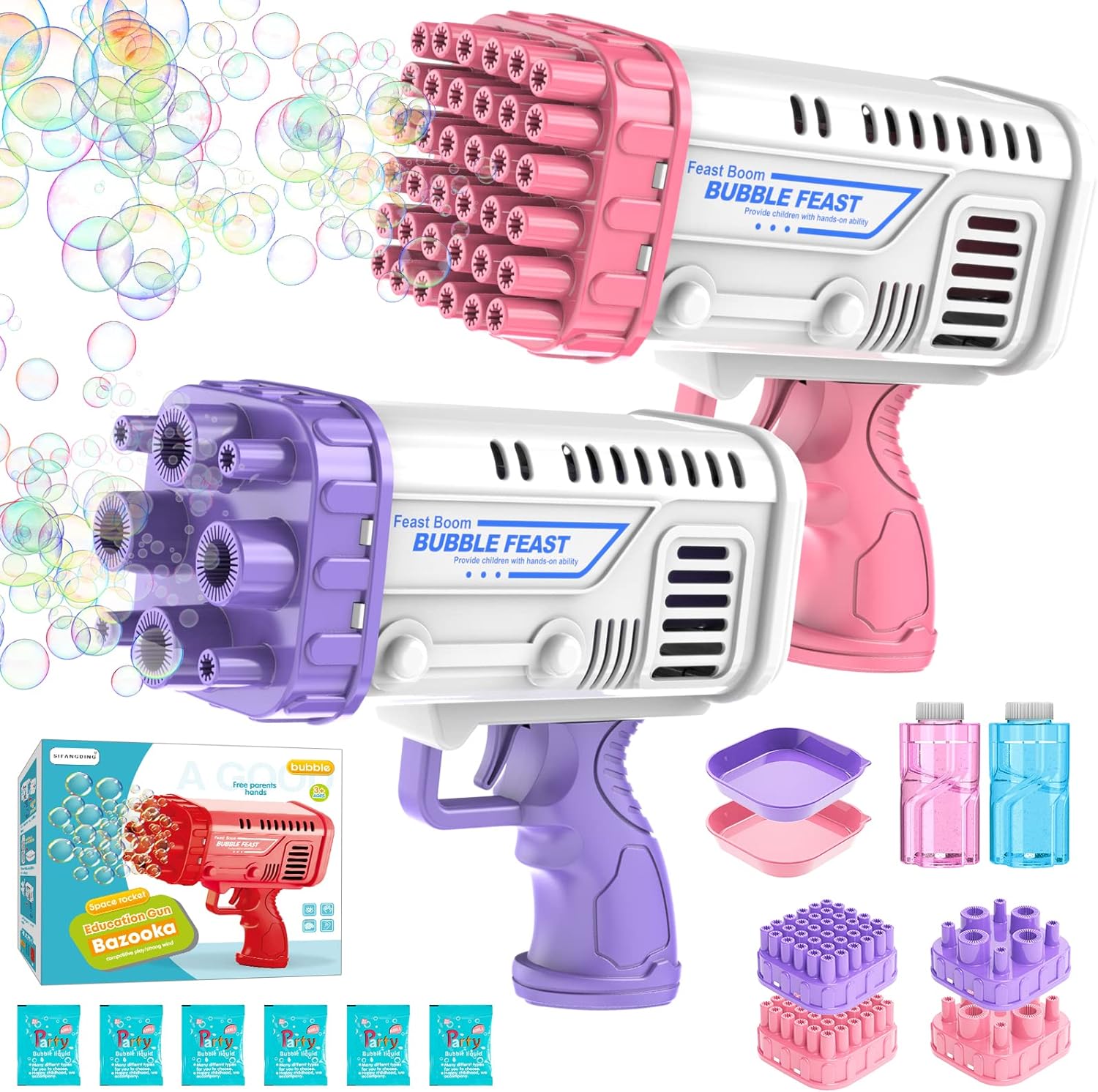 Bubble Machine Gun, 36 Holes Bazooka Gun Toy Blaster for Toddlers 3 ...