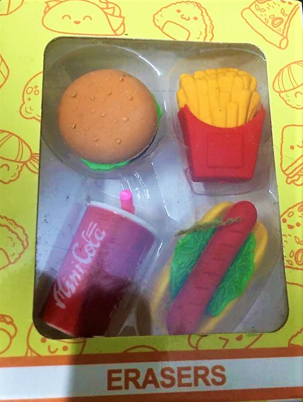 Pack of 3D Take Apart 4 Fast Food Puzzle Erasers Classroom Reward Desk ...