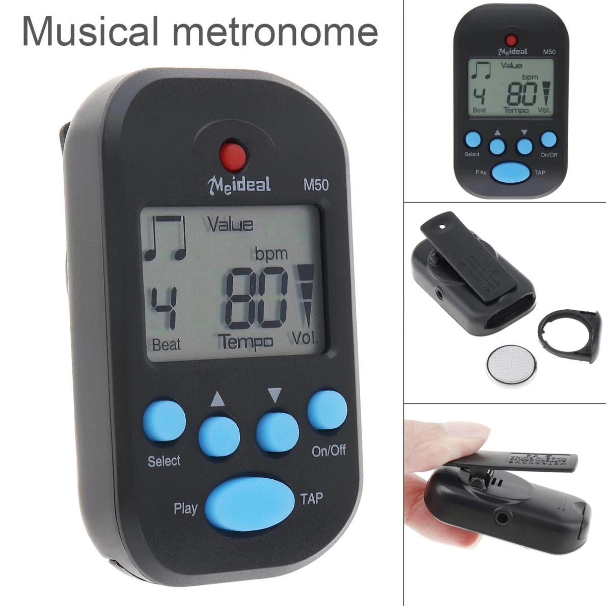M50 Portable Mini Multi-functional Clip-On LCD Digital Beat Tempo ...