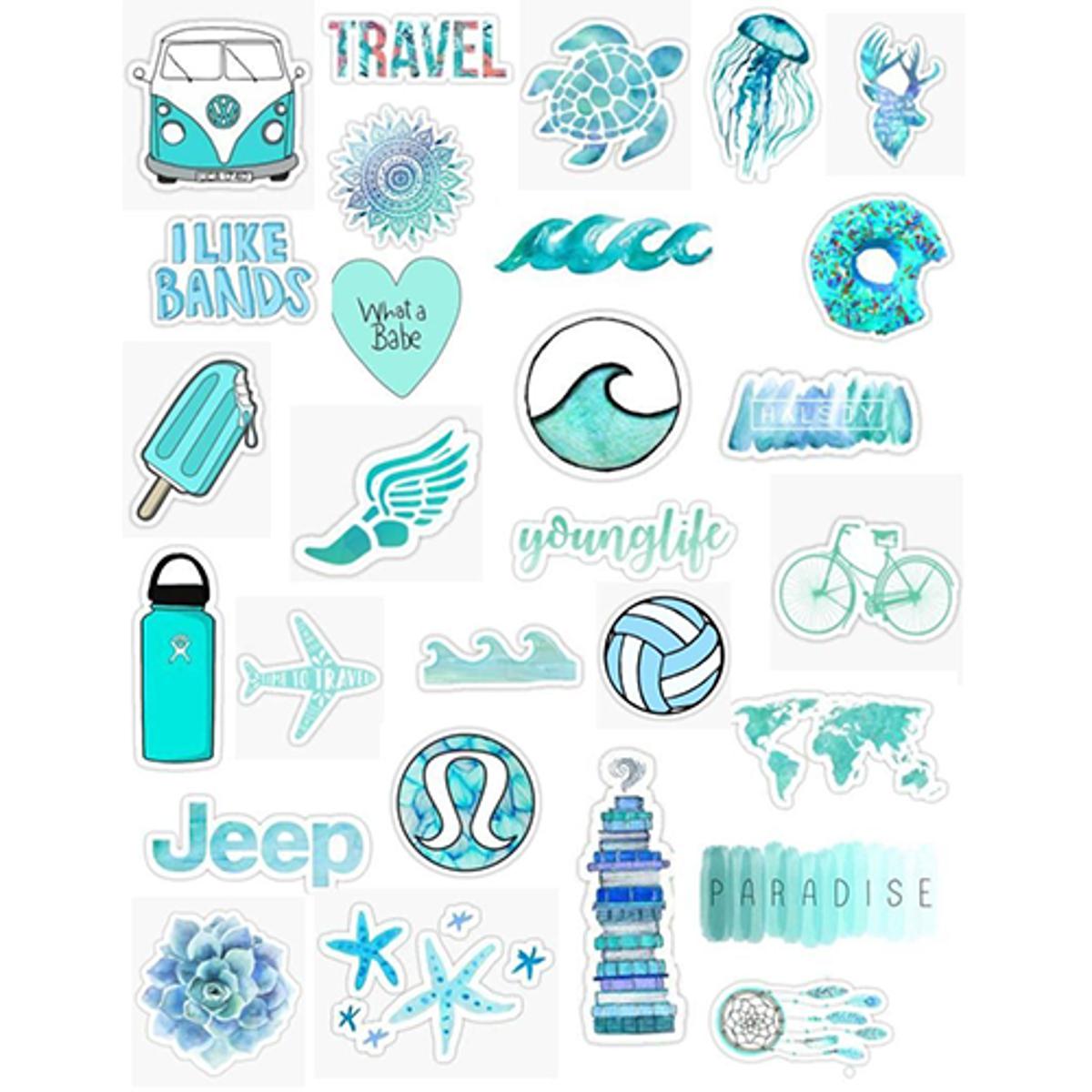 Blue A4 size Uncut Aesthetic Sticker Multicolor | Stickers for Fridges ...