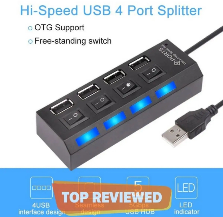 USB HUB 2.0 WITH ON/OFF SWITCH | 4 PORTS USB HUB | FAST CONNECTIVITY ...