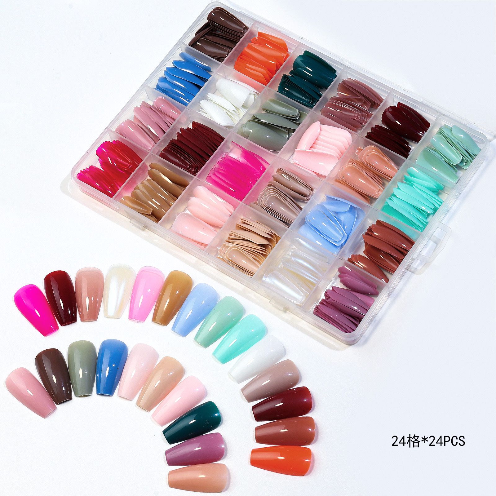 Nails 24 different colors, 576 pcs nails with box , beautiful nails for ...