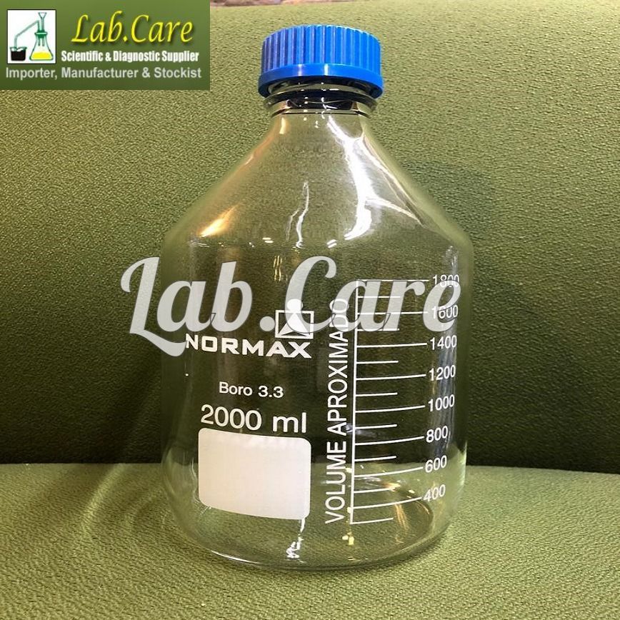 Reagent Bottle, 2000ml - Culture Bottle -Transparent with Blue Screw ...