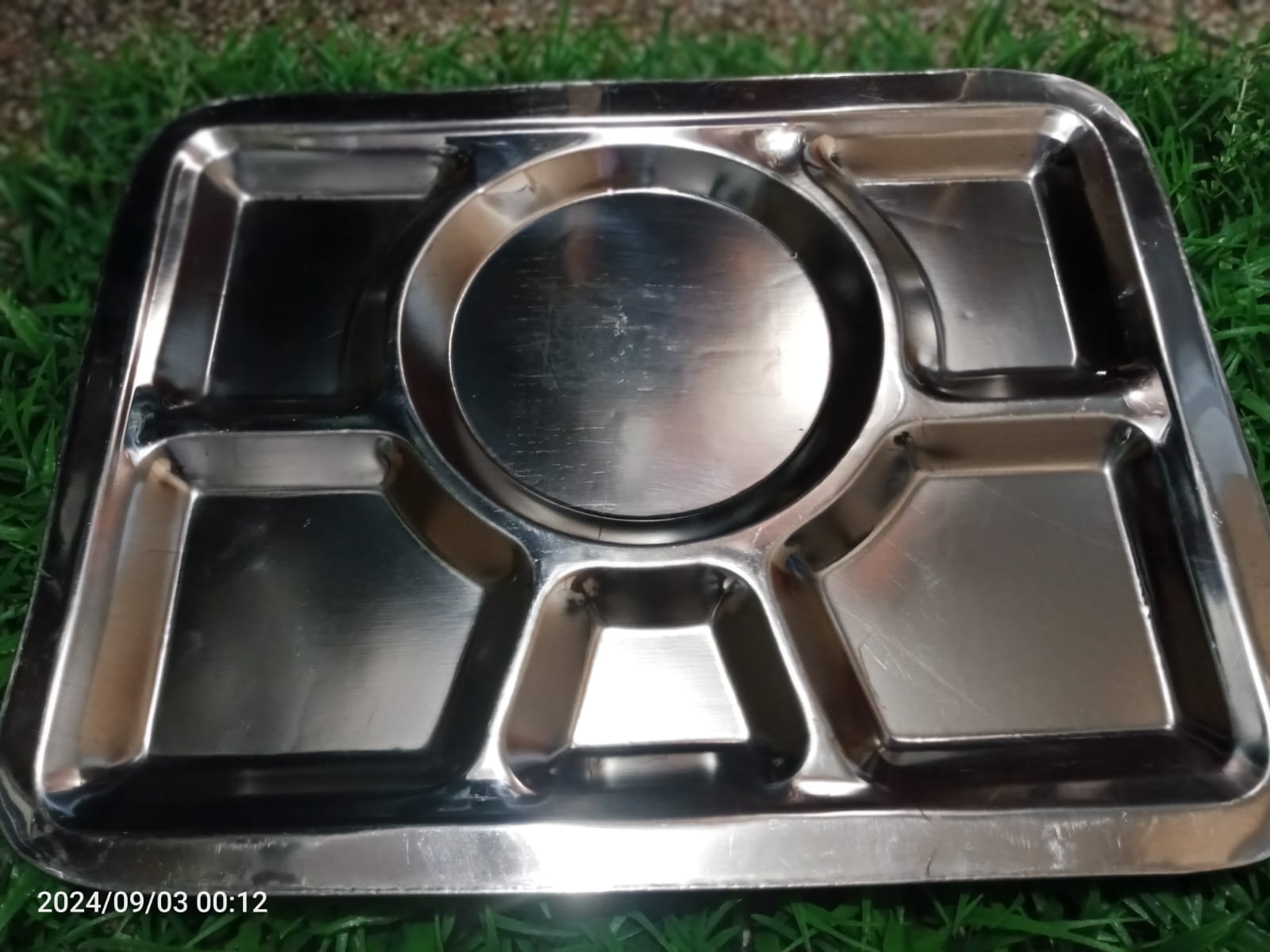 Steel Rectangular Divided Plates Tray, 6 Sections Dinner Plates for ...